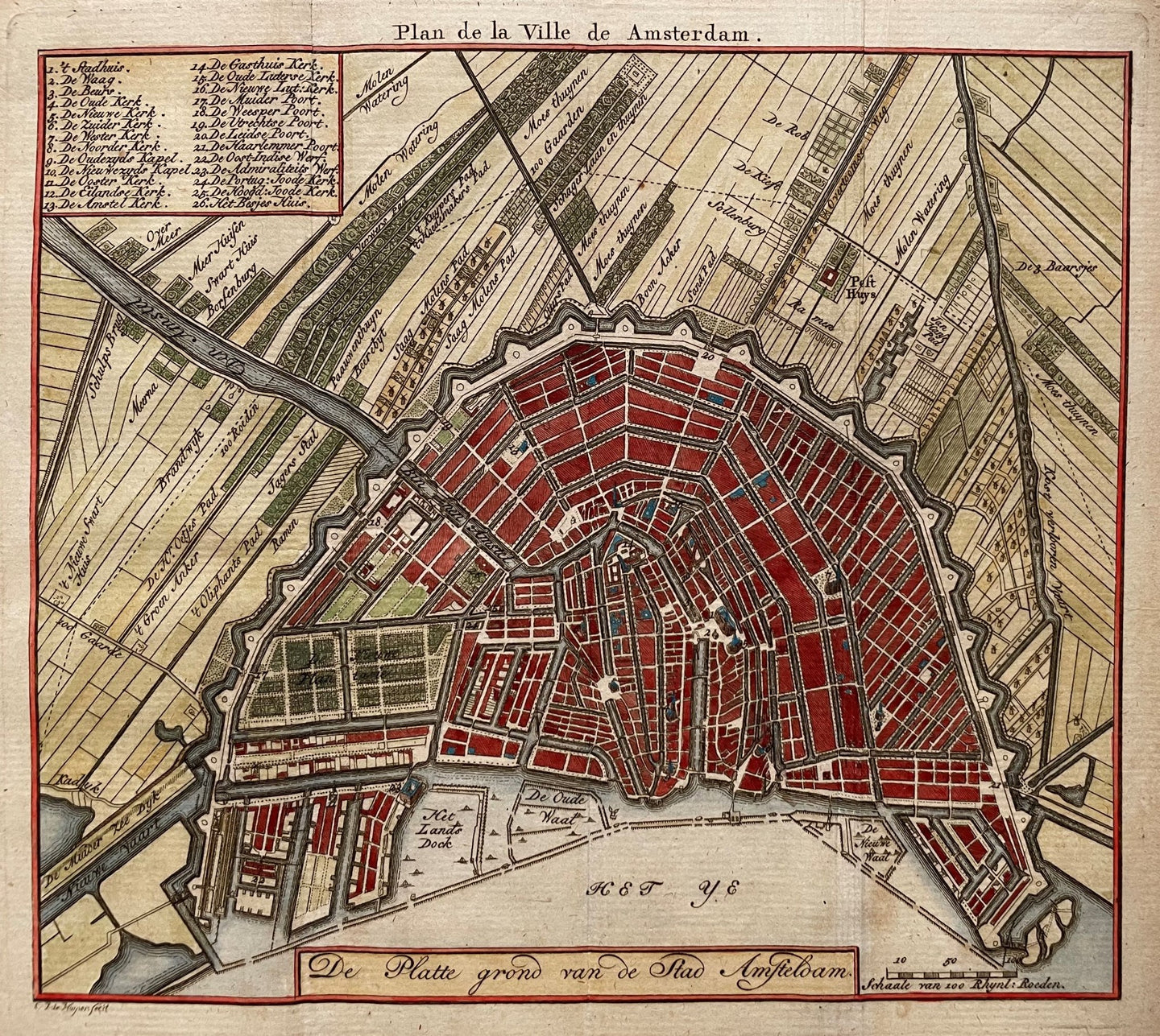 Amsterdam Stadsplattegrond - H de Leth - 1740 – Dat Narrenschip