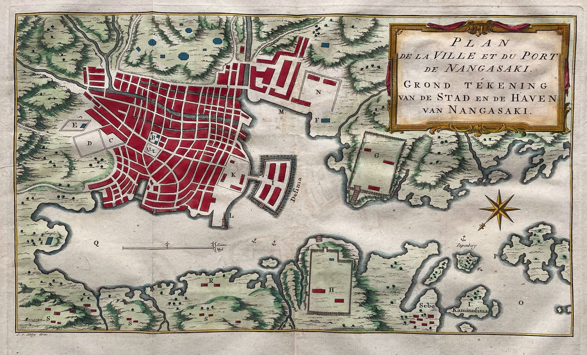 Japan Nagasaki Deshima - J van der Schley / JN Bellin - circa 1757 ...