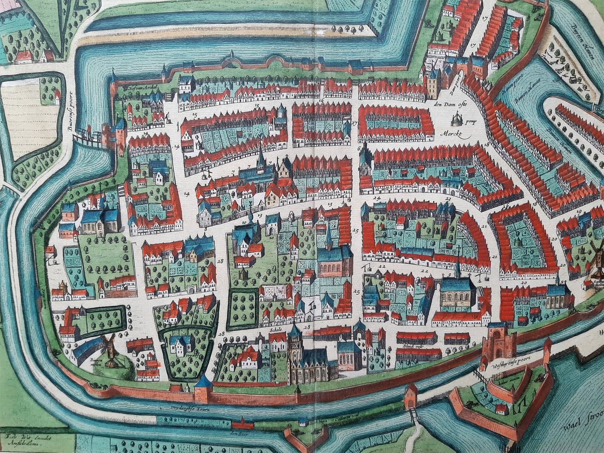 Tiel Stadsplattegrond in vogelvluchtperspectief en aanzicht - F de Wit ...