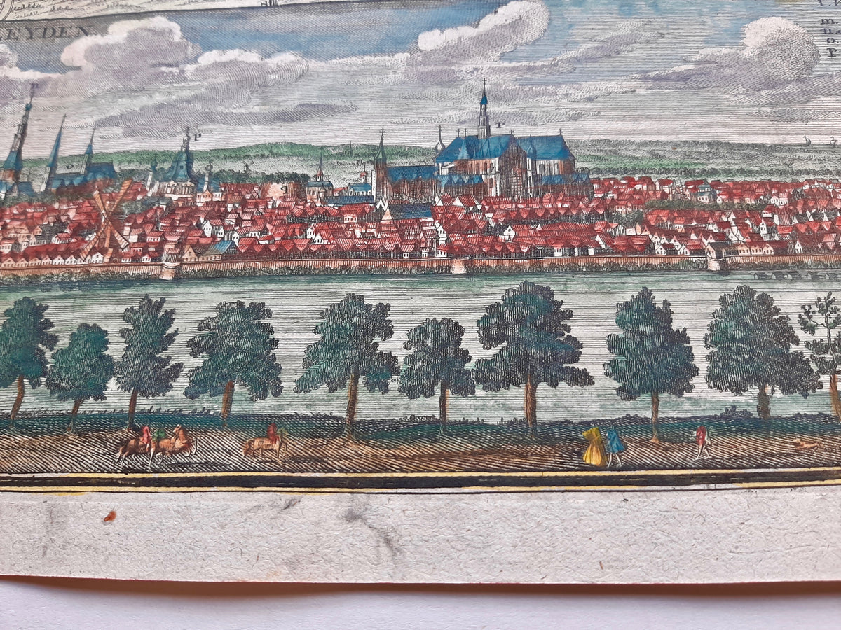 Leiden Stadsplattegrond en aanzicht - M Seutter - circa 1740 – Dat ...